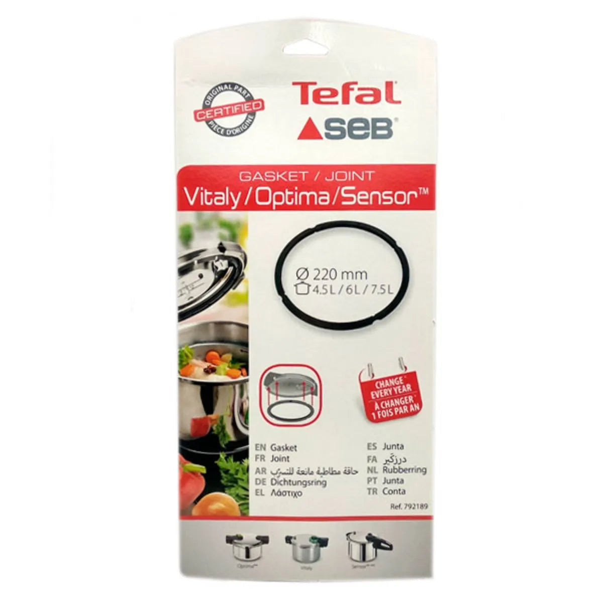 Rubber pot Tefal Sensor 2 Optima 2. 4.5 - 6 L 792189